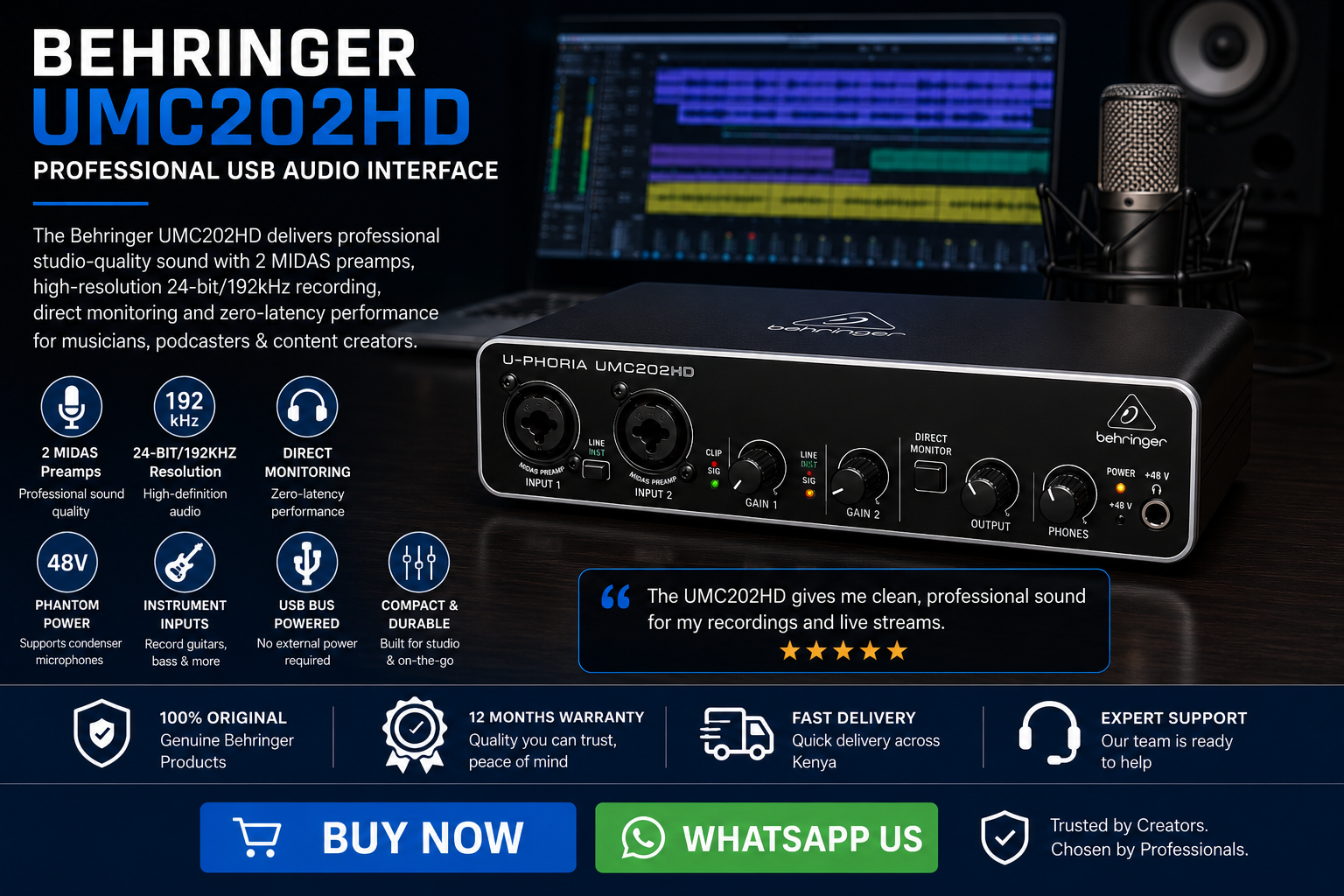 Behringer UMC202HD Price In Kenya | Quality Audio Interface