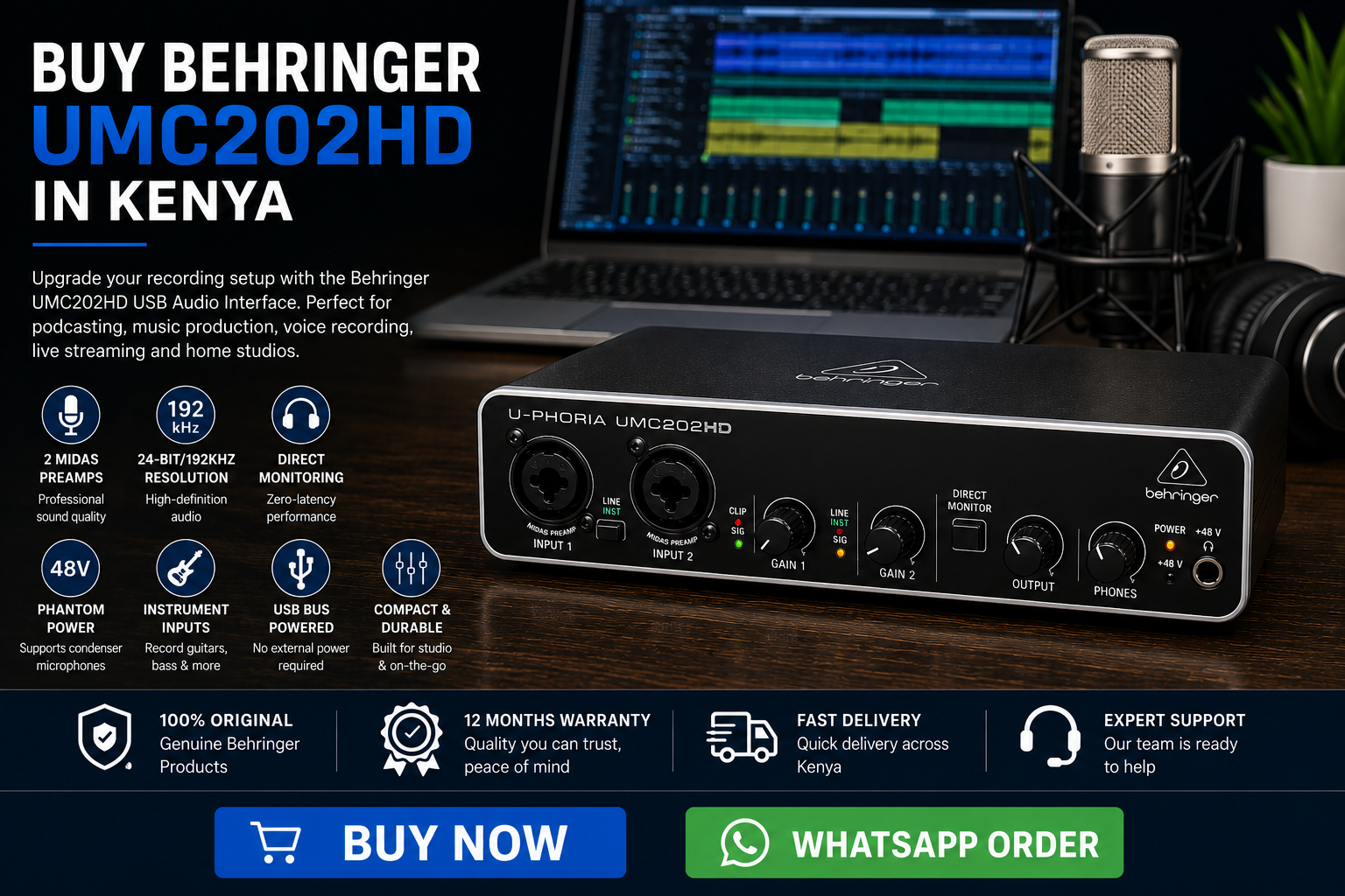 Behringer UMC202HD Price In Kenya | Quality Audio Interface